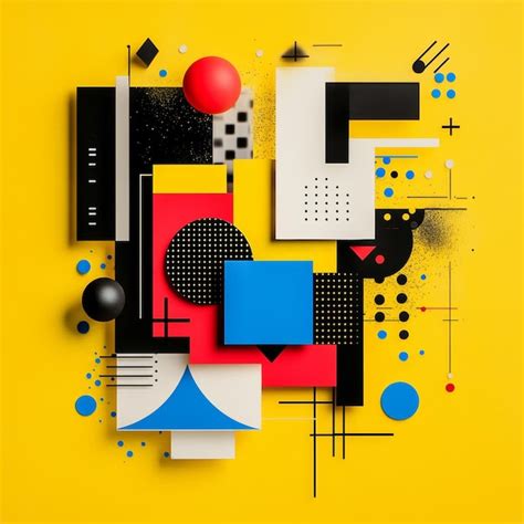 Abstract Geometric Shapes And Patterns On Yellow Background Premium