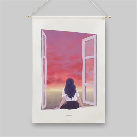 The Window우드스틱 패브릭포스터 창문 일러스트 가리개커튼2size 감도 깊은 취향 셀렉트샵 29cm