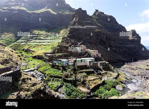 Beautiful Small Village Of Corvo With Terraced Fields Under The Cliffs