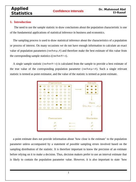 Confidence Intervals Pdf Errors And Residuals Sample Size Determination