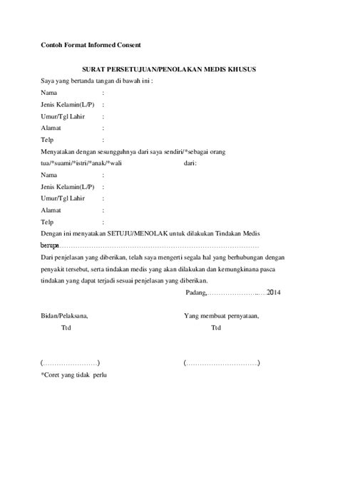Contoh Surat Informed Consent 36 Koleksi Gambar