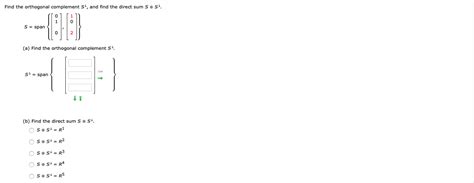 solved find the orthogonal complement st and find the
