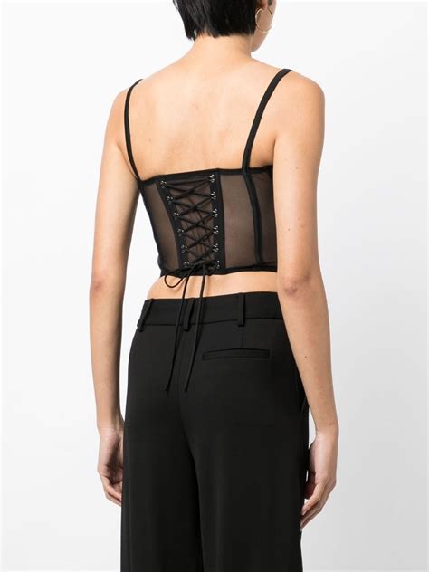 Monse Lace Up Sheer Bustier Top Reversible