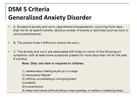 Dsm 5 Criteria For Diagnosing Generalized Anxiety Dis