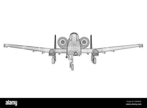 Wireframe Combat Aircraft In Isolate On A White Background Modern Combat Aircraft Stylized