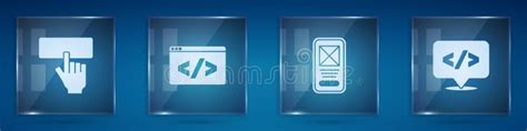 Set Keyboard Front End Development Ui Or Ux Design And Square Glass