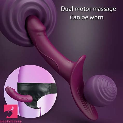 984in Dual Motor Double Ended G Spot Automatic Silicone Strap On Dild