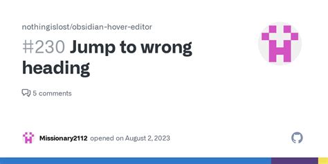 Jump To Wrong Heading · Issue 230 · Nothingislostobsidian Hover Editor · Github