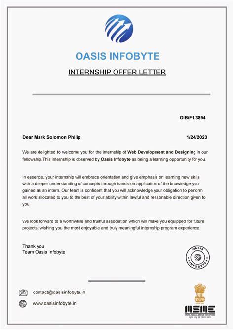 Mark Solomon Philip On Linkedin Oasisinfobyte Webdevelopment Intern