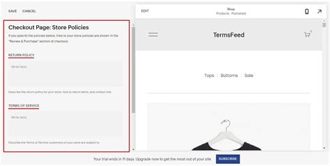 How To Add Legal Policies On The Squarespace Checkout Page Termsfeed
