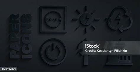 풍력 터빈 재활용 배터리 전원 버튼 공장 태양 에너지 패널 및 전기 콘센트 아이콘을 설정합니다 벡터 3차원 형태에 대한 스톡 벡터 아트 및 기타 이미지 Istock