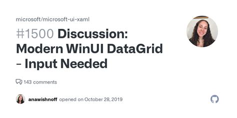 Discussion Modern Winui Datagrid Input Needed · Issue 1500