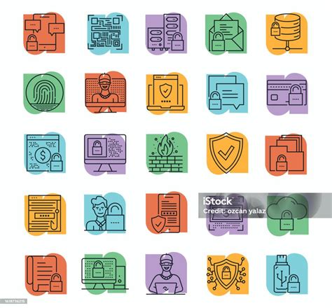 Cyber Security Line Icons Editable Stroke Firewall Hacker Cloud Security Phishing Network