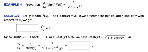 Solved 1 Example 4 Prove That Sinh 1x V1 X2 Dx