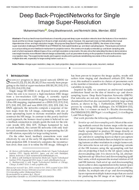 Pdf Deep Back Projectinetworks For Single Image Super Resolution