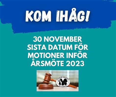 Påminnelse Cocker Spanielklubben