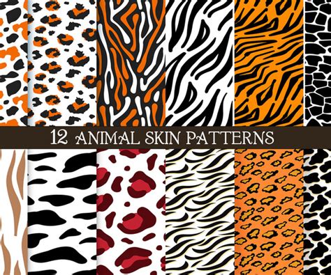 Artstation 12 Seamless Animal Skin Patterns Colorful Leopard Tiger
