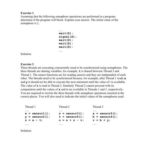Solved Exercise 1 Assuming That The Following Semaphore