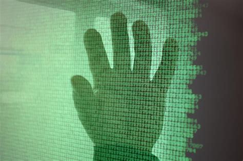 Premium Photo Double Exposure Of Hand And Binary Code
