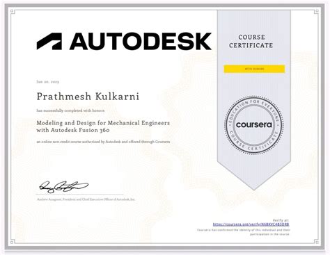 Prathmesh Kulkarni On Linkedin Autodesk Courseracertification Fusion360