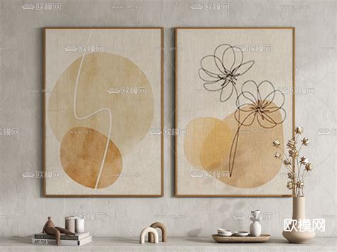 装饰画 挂画 简笔画3d模型下载 Id14145312 3dmax免费模型 欧模网