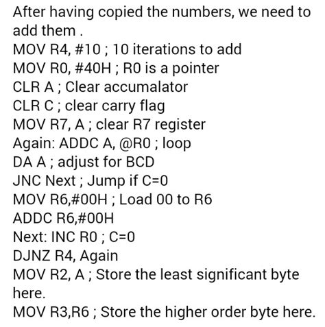 Write A Program To Add 10 Bytes Of Data And Store The Result In