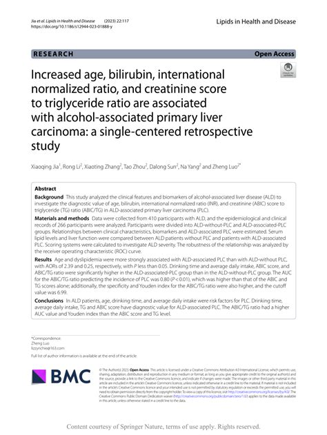 Pdf Increased Age Bilirubin International Normalized Ratio And