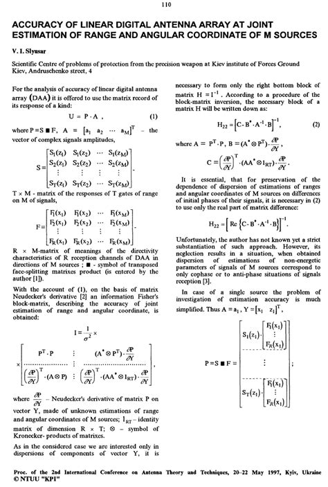 Pdf Accuracy Of Linear Digital Antenna Array At Joint Estimation Of Range And Angular