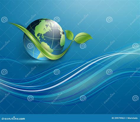 Floral Environmental Vector Frame With Globe Stock Vector