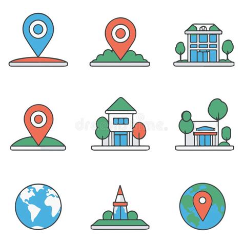 Location Icons Set Gps Map Pin Navigation And Direction Markers For