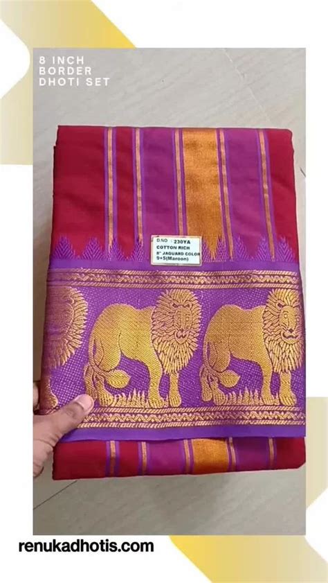 Denims And Trousers Silk Mens White Border Vesti Dhoti Size Large At