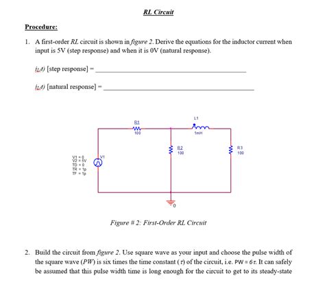 Solved RL Circuit Procedure 1 A First Order RL Circuit Is Chegg Com