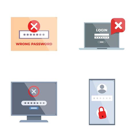 Set Of Password Error Notifications On Digital Devices 47053125 Vector