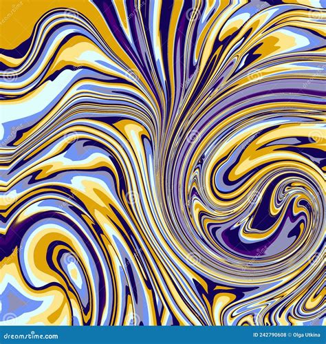 Abstract Geometric Pattern With Random Wavy Shapes In Yellow And Blue Colors Swirl Marble