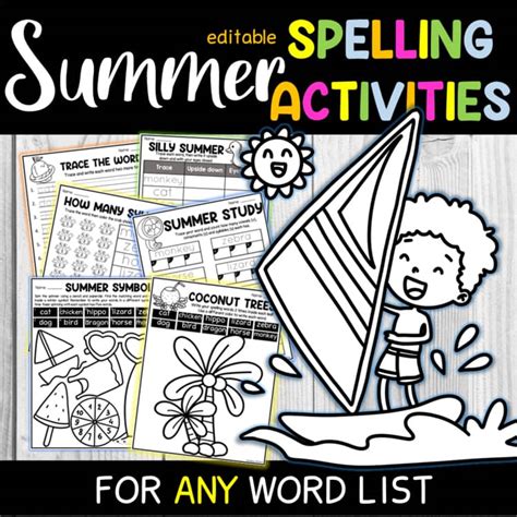 Editable Summer Spelling Activities And Practice For Any Word List By