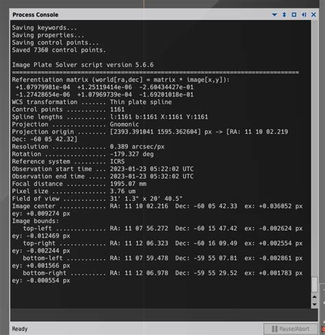 Plate Solutions For Chi 1 Cmos Data Using Pi Image Solver Script Telescope Live