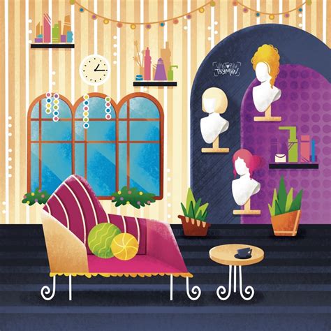 Иллюстрация Салон красоты карточки для настольной игры в стиле 2d