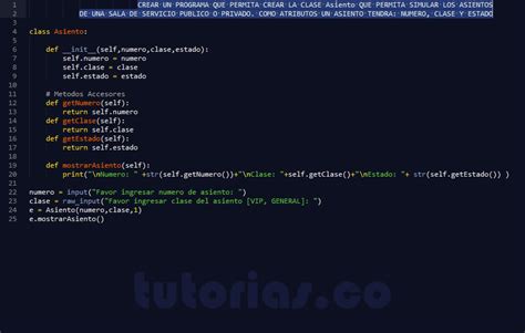 POO Python Clase Asiento Tutorias Co
