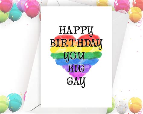 Happy Birthday You Big Gay Lgbt Cards Birthday Card Pride Etsy Finland