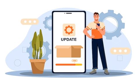 Premium Vector Man Installs Application Young Guy With Smartphone Installs Mobile Program