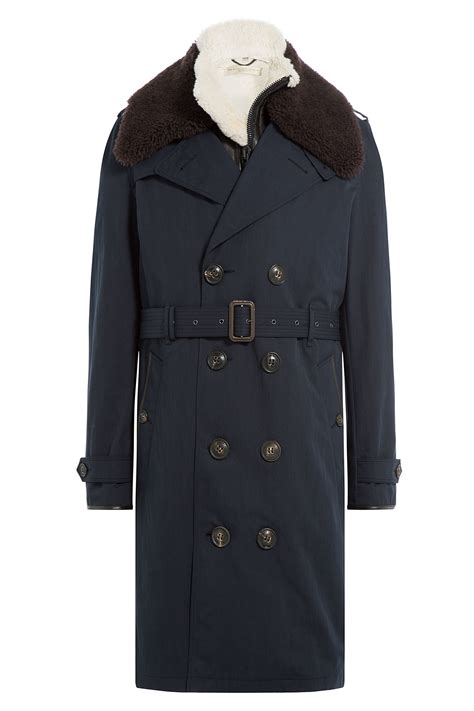 Burberry Trench Coat Men Blue Canvas Valley