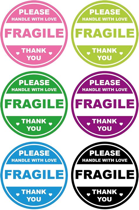 2 Inch 300 Pcs 6 Color Fragile Stickers For Shipping Please Handle With Love And