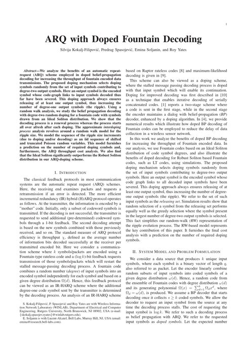 Pdf Arq With Doped Fountain Decoding