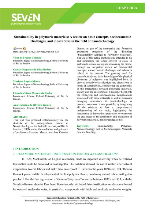 pdf sustainability in polymeric materials a review on basic concepts socioeconomic