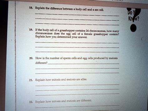 SOLVED Explain The Difference Between Body Cell And Sex Cell Vo If The Body Cell Of Grasshopper