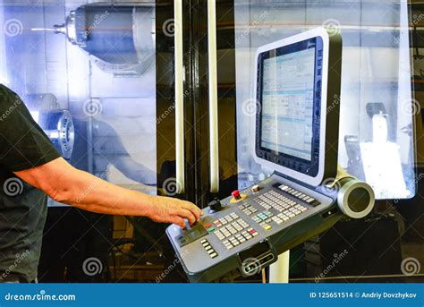 Worker Operator Of The Control Panel Of The Program Of Operation Of A High Precision Cnc