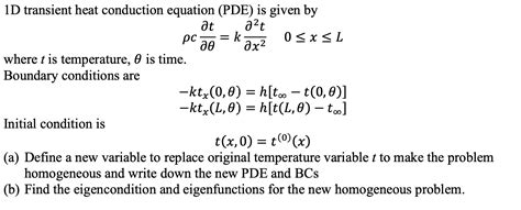 Solved 1d Transient Heat Conduction Equation Pde Is Given