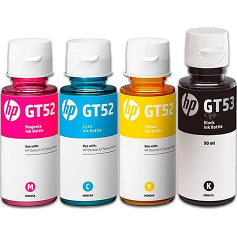 Kit 4 Botellas Tinta Hp Gt52 Gt53 Ink Tank 100 300 400 Smart Tank 500