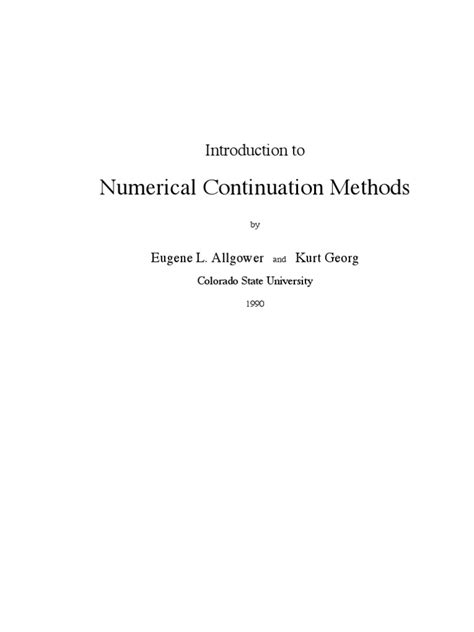 Pdf Numerical Continuation Method Dokumentips
