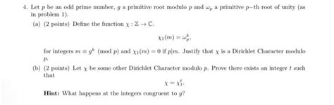 solved 4 let p be an odd prime number g a primitive root